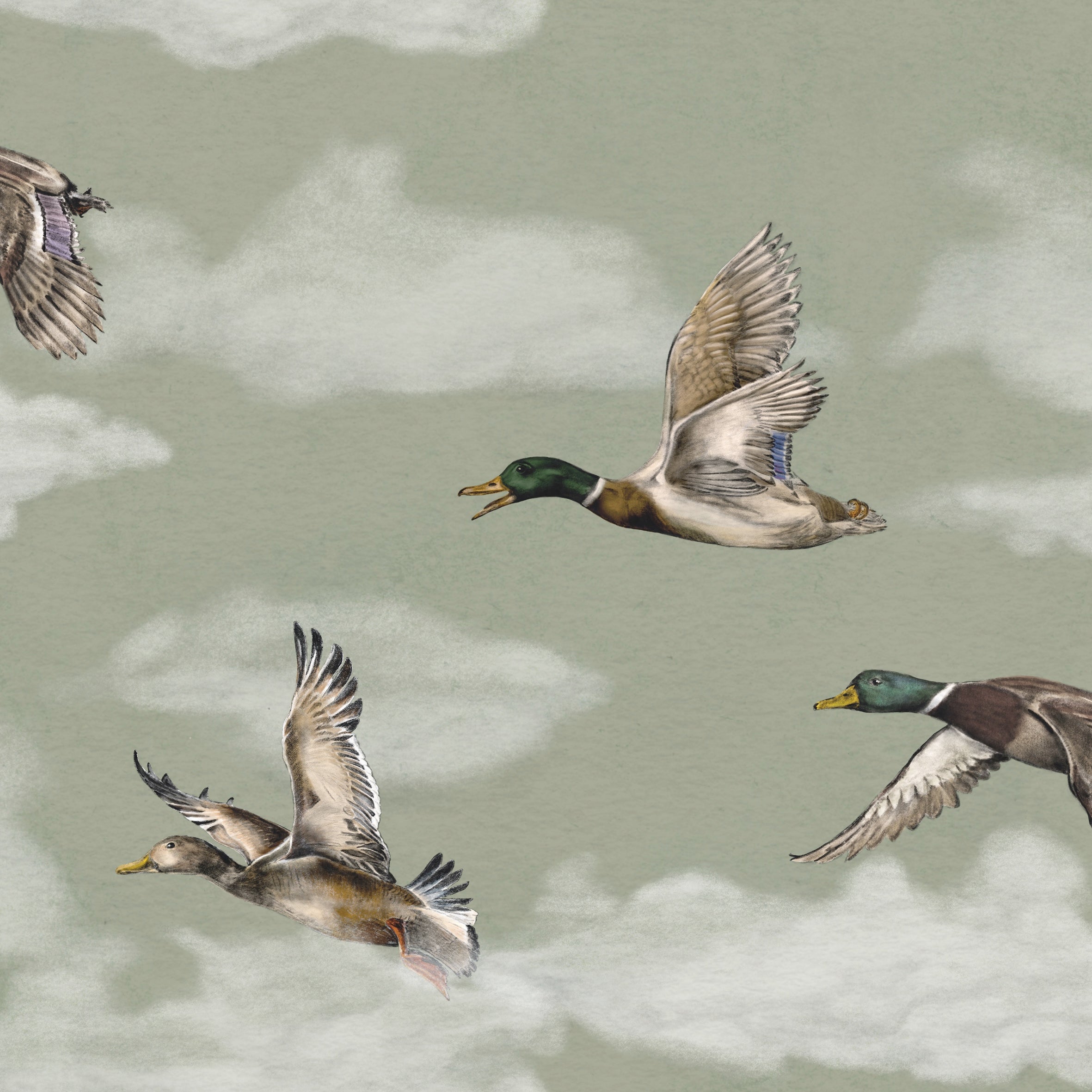 Summer Gray Wallpaper - Voyage - Laurel Green
