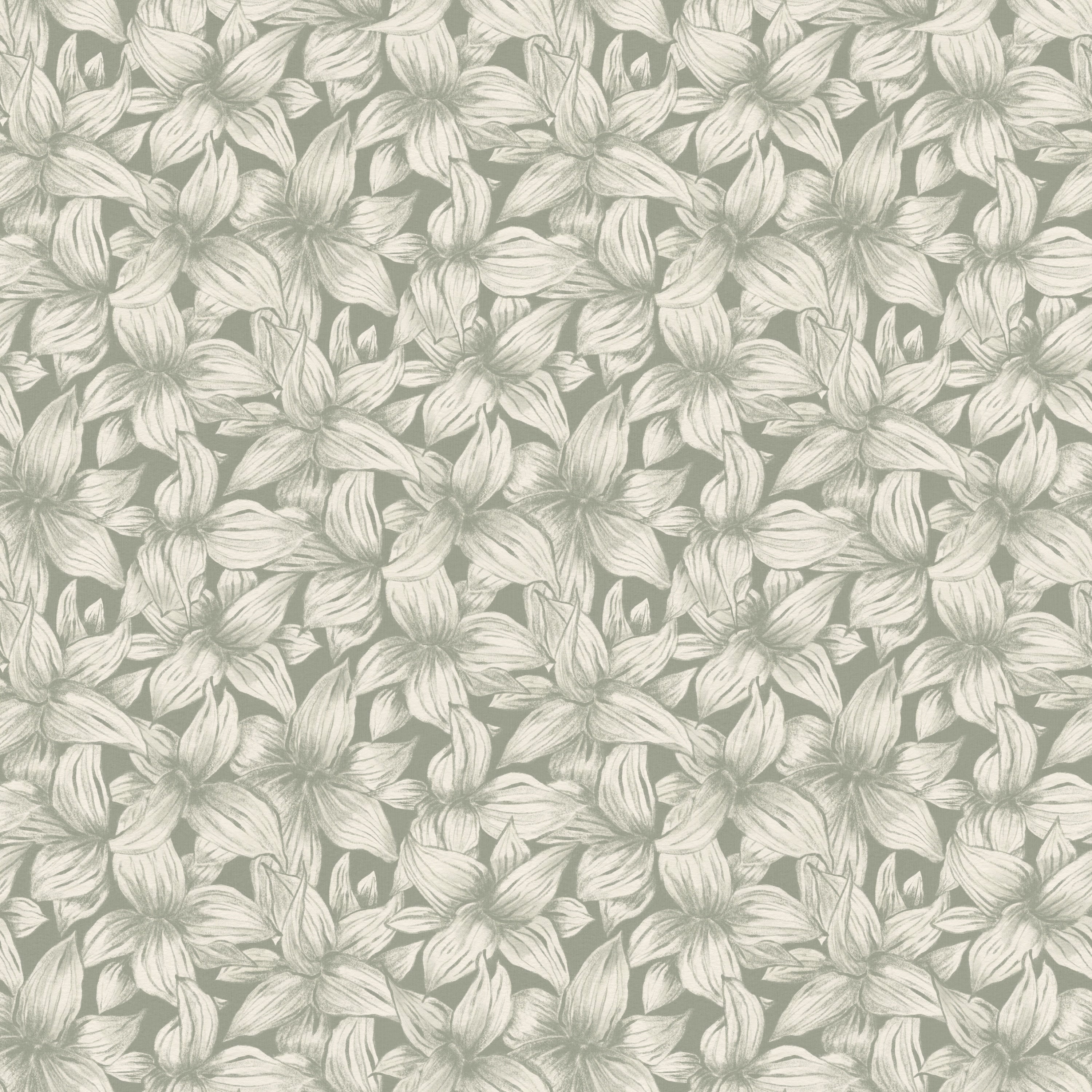 Summer Gray Wallpaper - Folia - Laurel Green