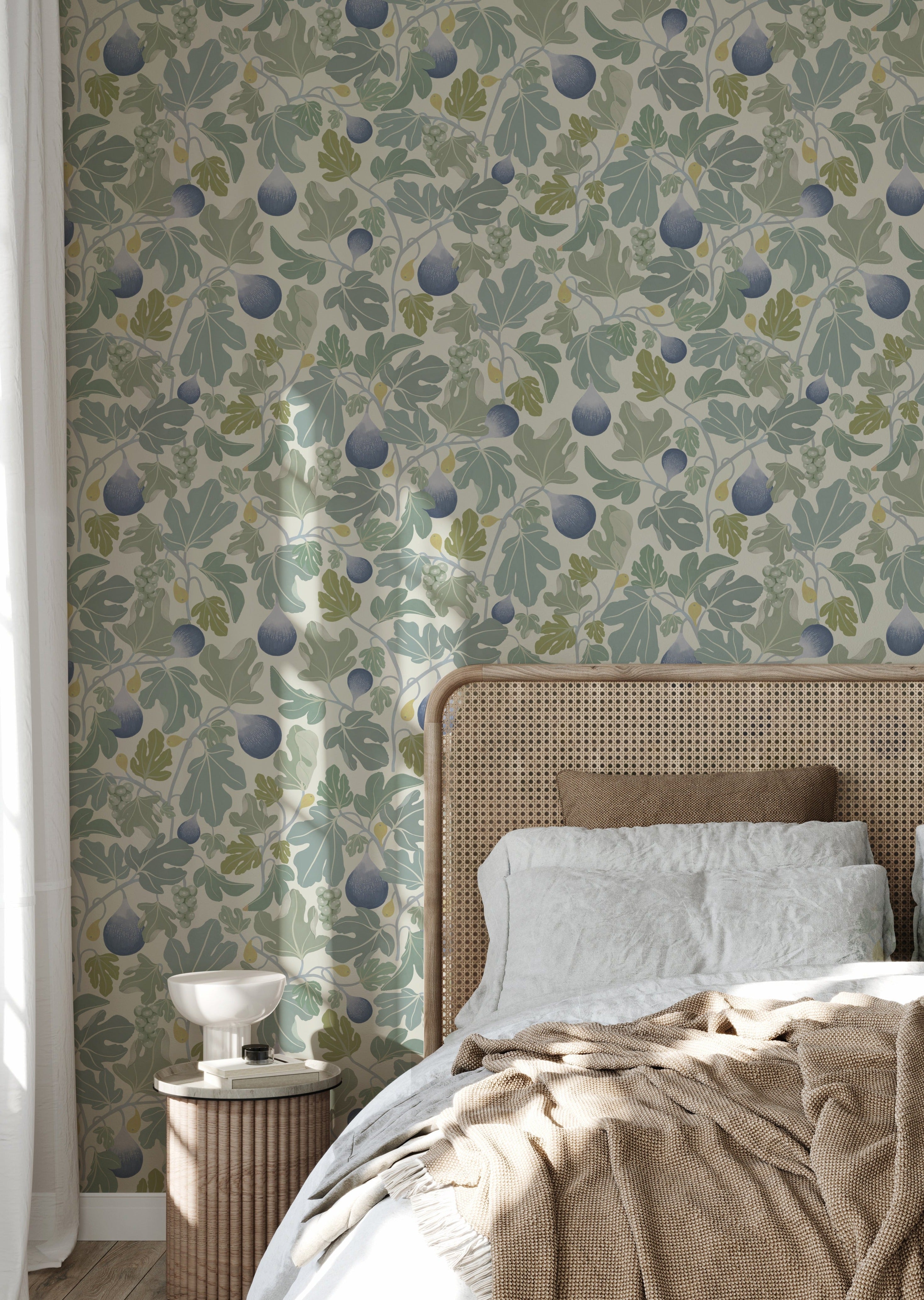 Summer Gray Wallpaper - Figs - Blue