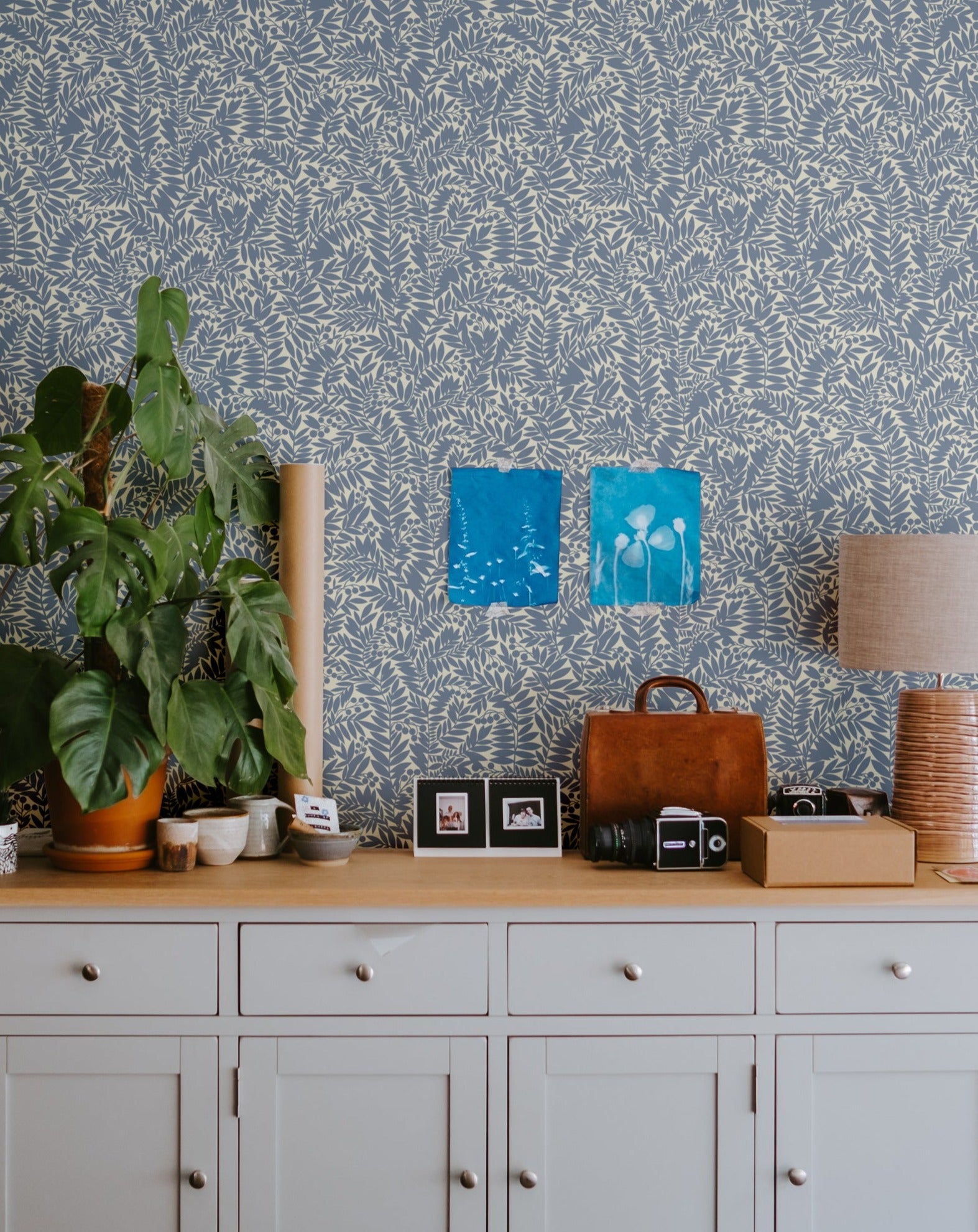 Summer Gray Wallpaper - Florence - Blue